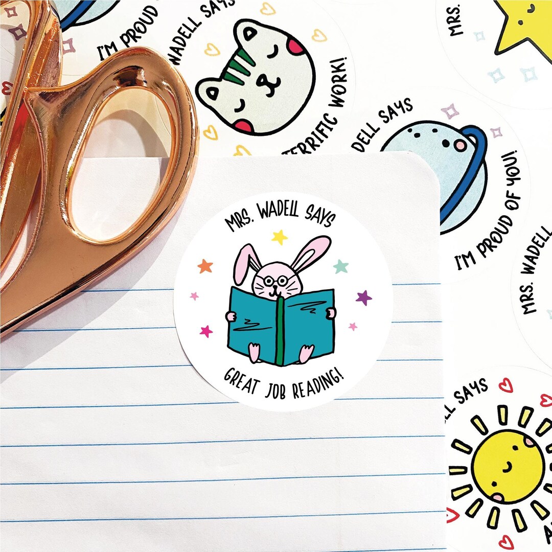 Student Reading Stickers, Teacher Reward Sticker, Personalized ...