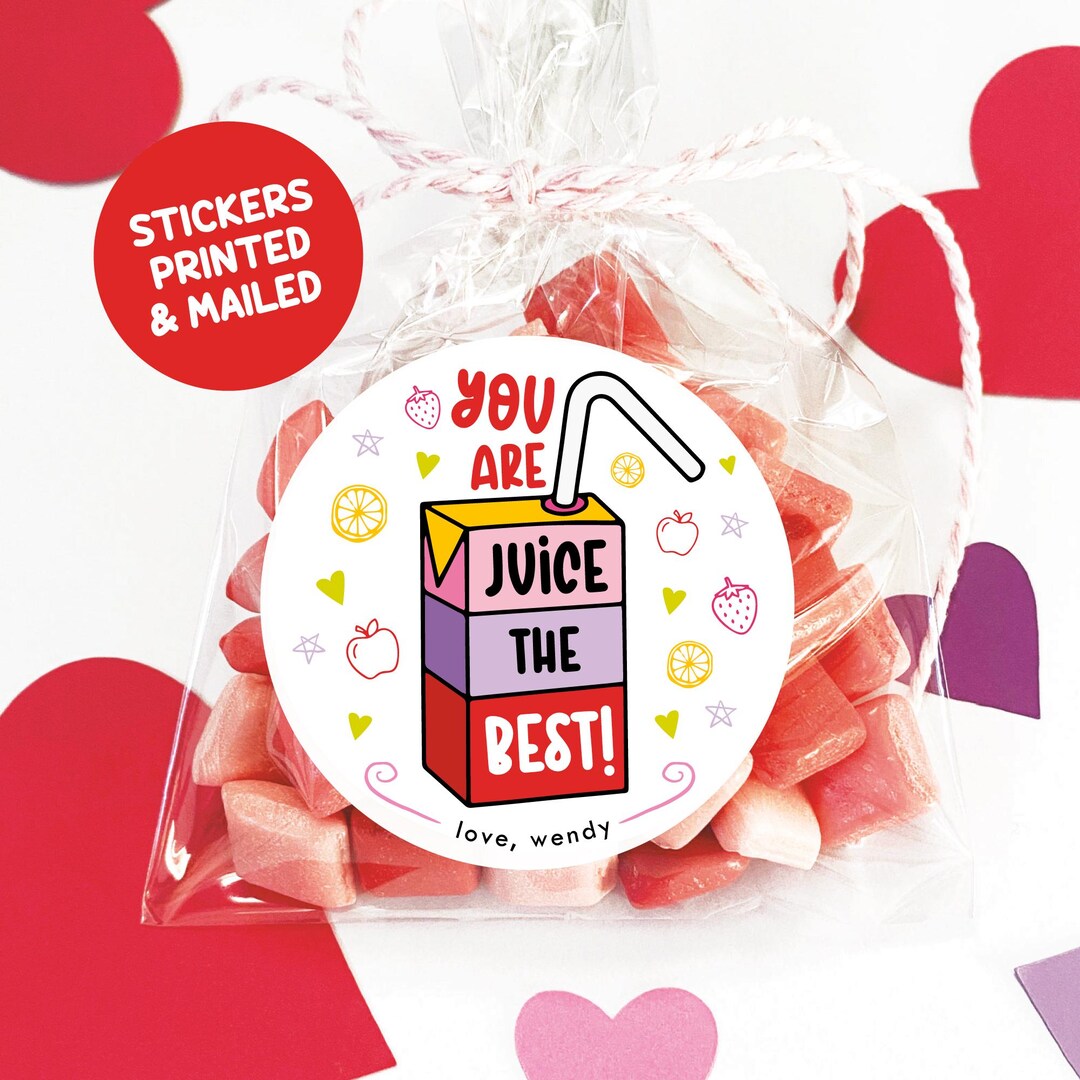 Fruit Juice Box Valentine Labels, Non Candy Preschool Classroom ...