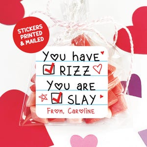 Tween Slang Valentine's Candy Bag Sticker, Printed and Mailed Rizz ...