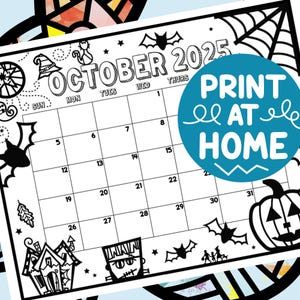 October 2025 Calendar, Printable Coloring Kids Calendar, Preschool ...