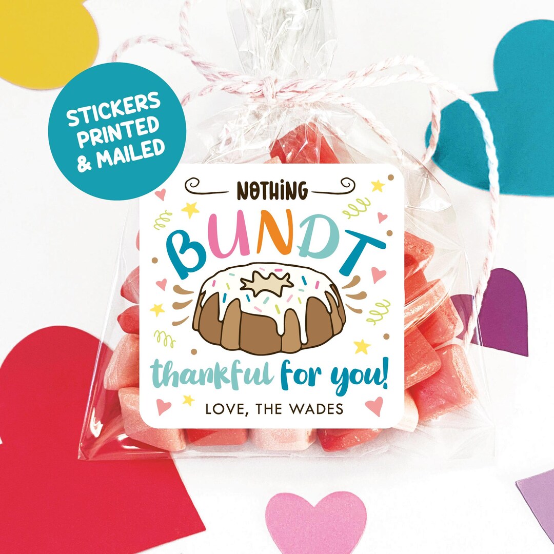 Bundt Cake Thank You Stickers Printed and Mailed, Employee Appreciation ...