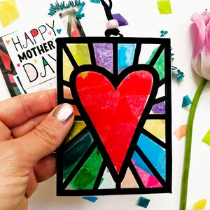 15+ Valentine's Day Heart Paper Stained Glass Project, Kids Classroom ...
