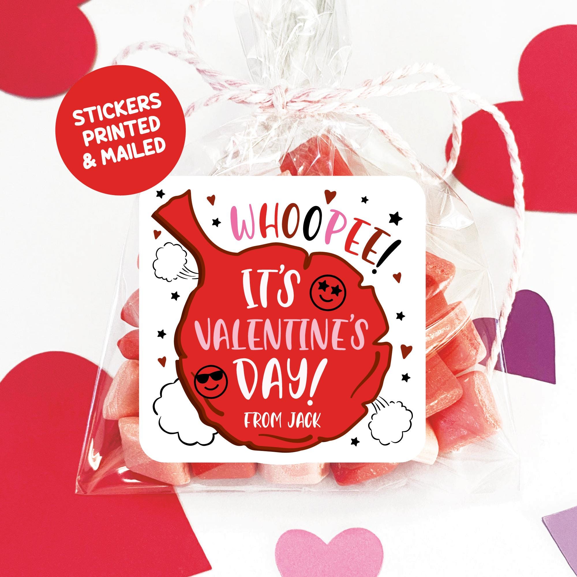 Whoopee It's Valentine's Day Favor Stickers, Whoopee Cushion Valentine ...