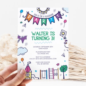Playground Birthday Invitation Template, Editable Park Party Invitation ...