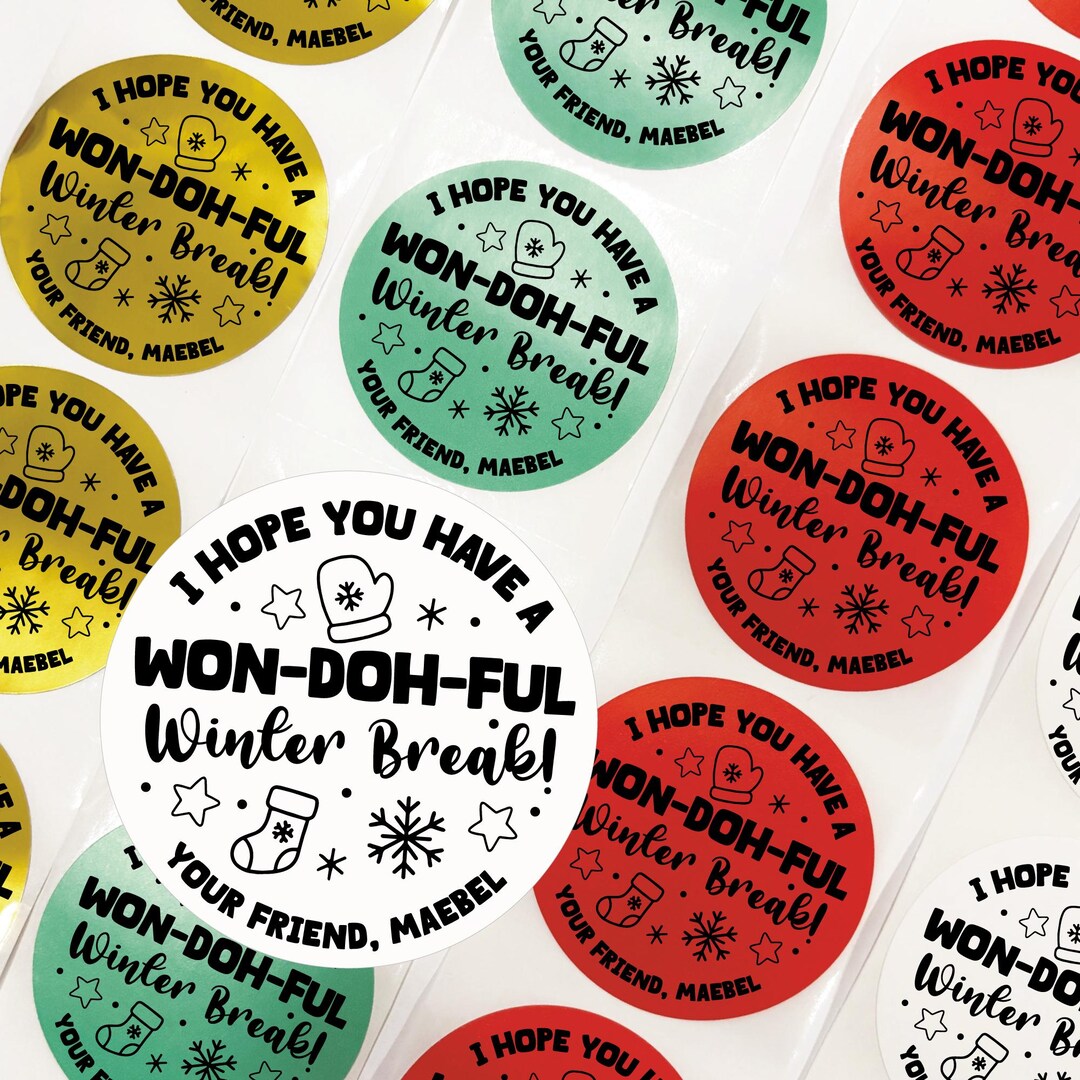 Personalized Won-doh-ful Winter Break Favor Stickers, Custom Holiday ...