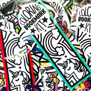 Unicorn Coloring Bookmarks, Rainbow Magical Unicorn Birthday Party ...
