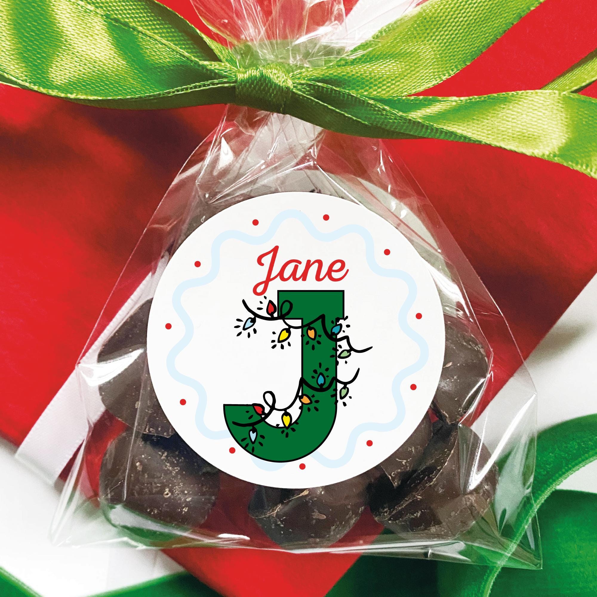 Personalized Christmas Name Tags, Kids Xmas Lights Gift Tags, Custom ...