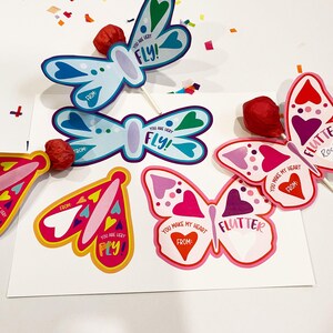 Kids Classroom Butterfly Valentine Printable, Lollipop Valentine ...