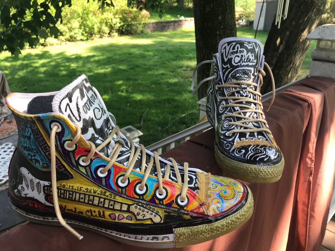 Jimi Hendrix Sneakers Custom Converse Fender Stratocaster - Etsy