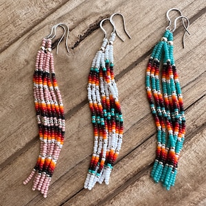 Beaded Dangle Earrings | Native American Made - Etsy