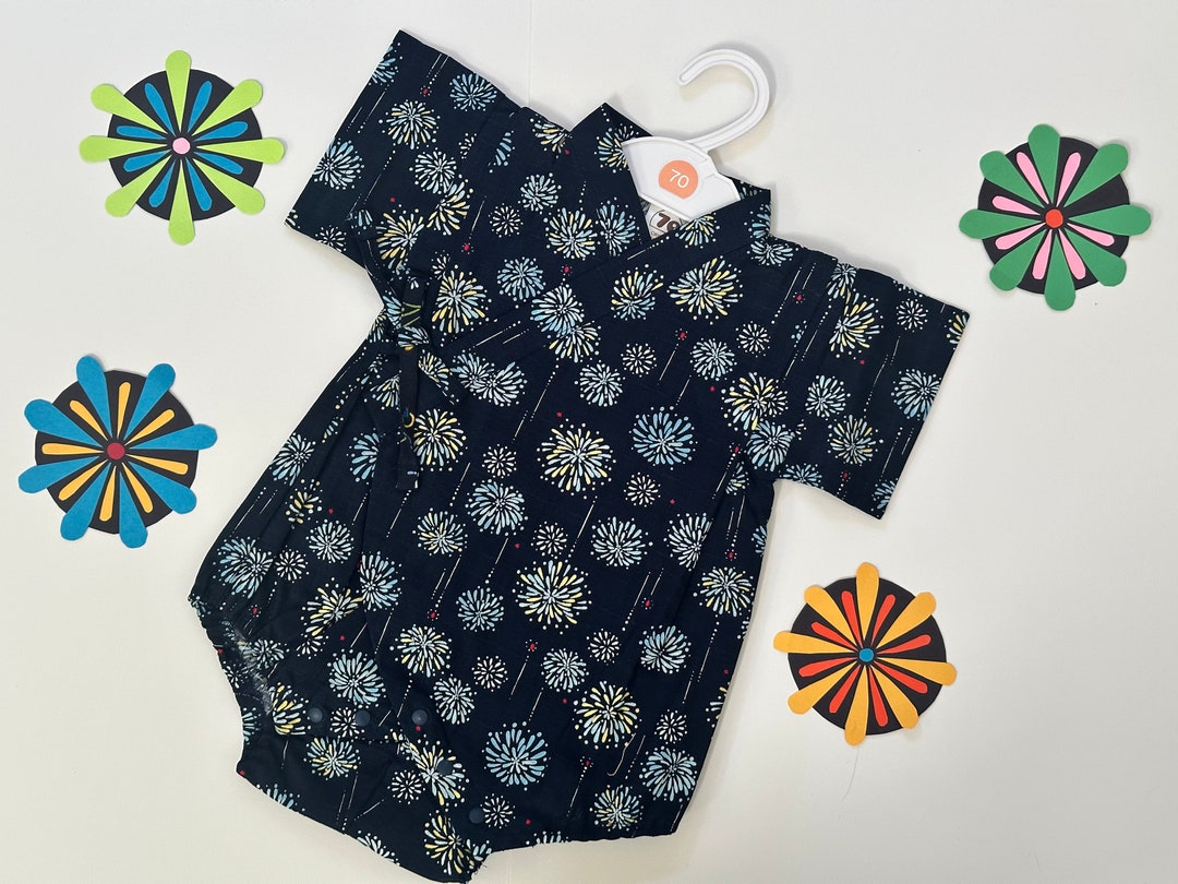 Baby Boy's 3-6M Cotton Blue Jinbei Style Romper - Etsy
