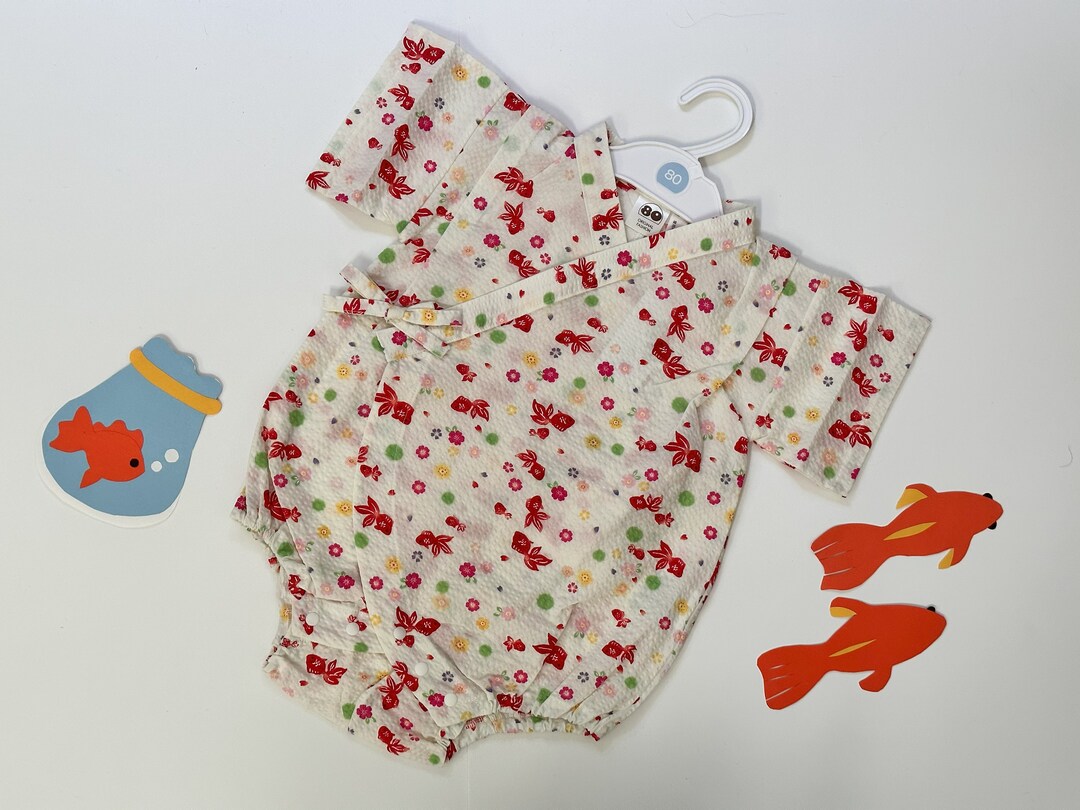 Baby Girl Sizes 6-12M Jinbei Style Cotton Romper " Kingyo" - Etsy