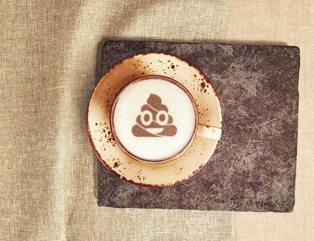 Funny Coffee Stencil Gift | Father's Day Gift | Poop Emoji Gift for Him ...