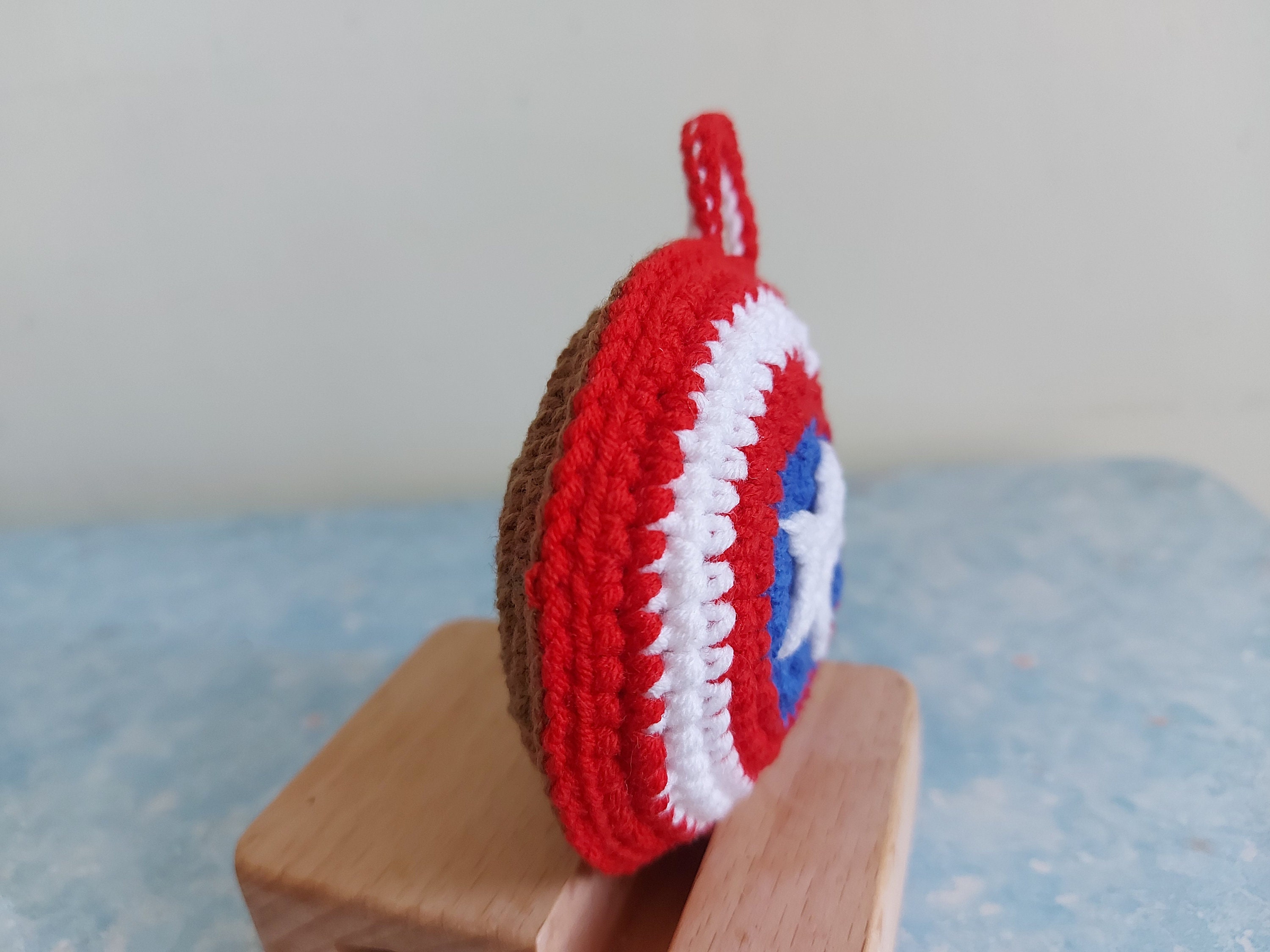 Crochet Captain America Shield 3D Keychain Handmade Toy - Etsy Hong Kong