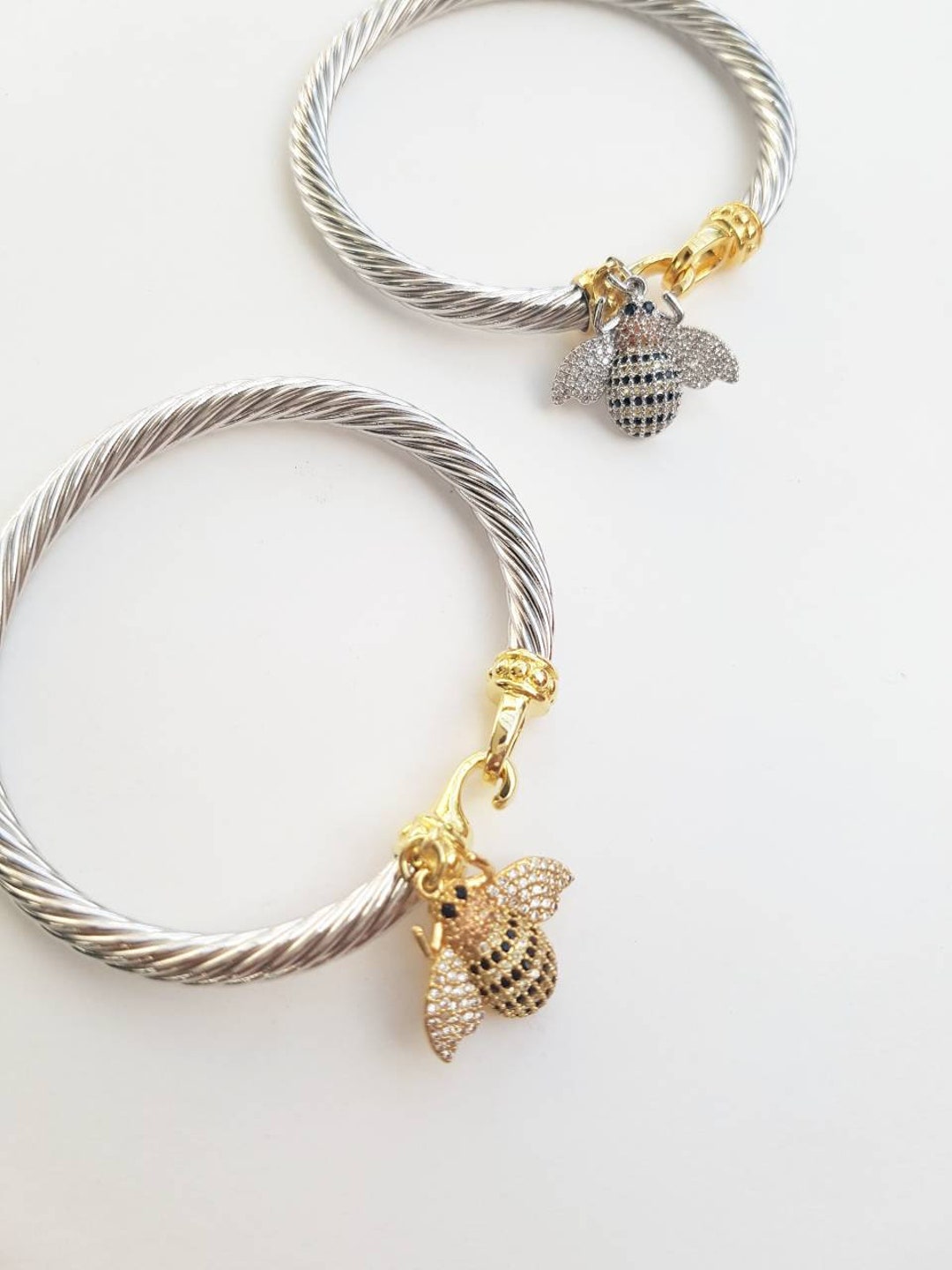 Handmade Bee Bangles Gold Plated - Etsy UK