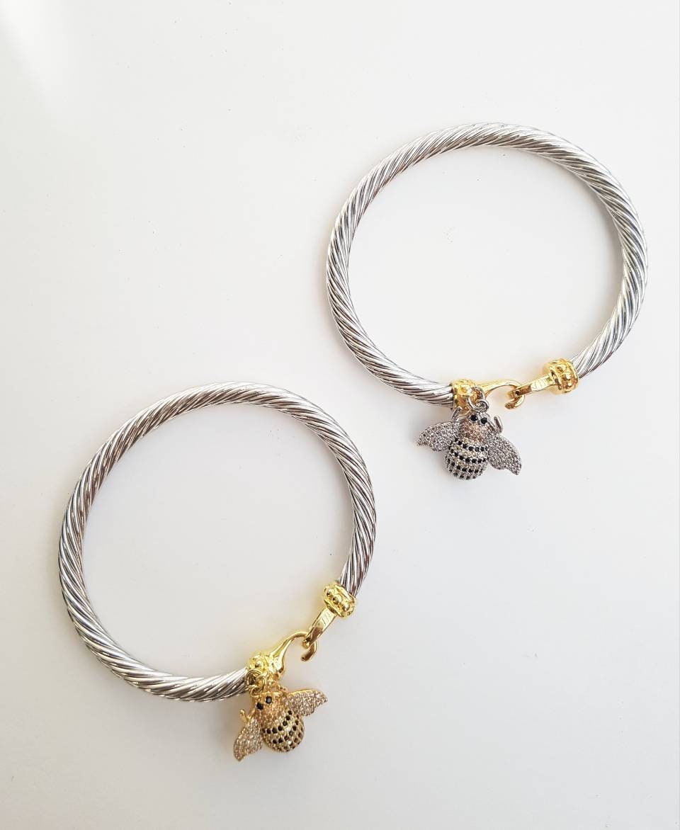 Handmade Bee Bangles Gold Plated - Etsy UK