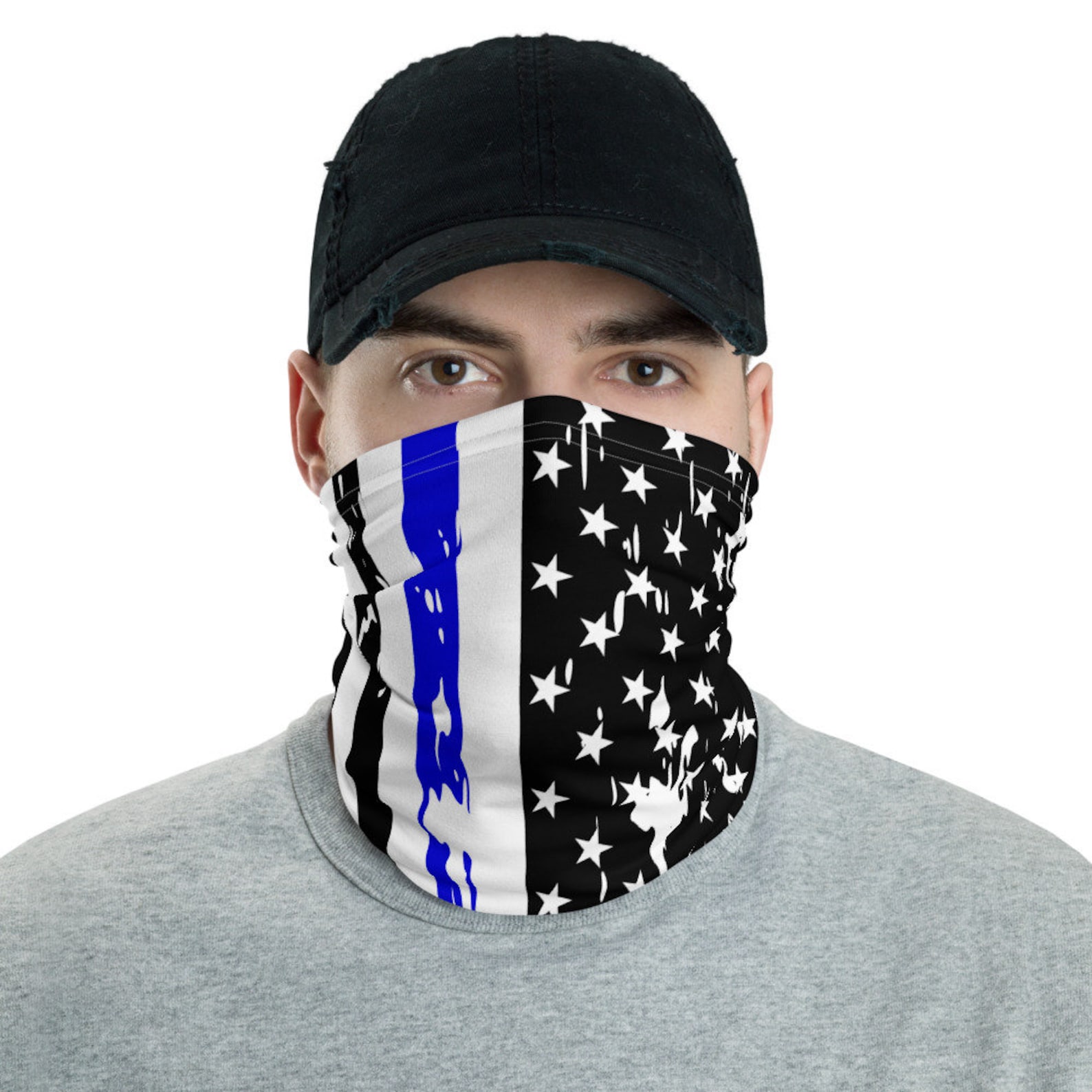 Thin Blue Line Neck Gaiter, Police Face Mask, American Flag Face Mask ...
