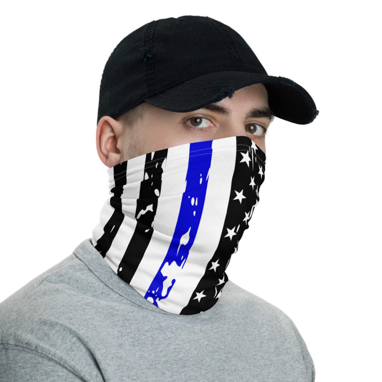 Thin Blue Line Neck Gaiter, Police Face Mask, American Flag Face Mask ...