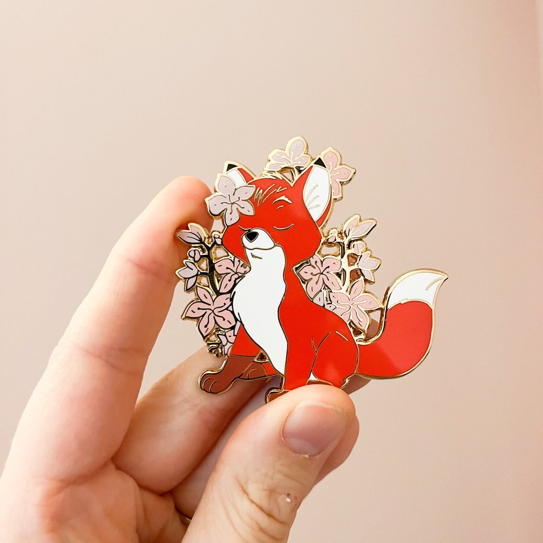 Todd Sakura Pink - Fox and Hound Enamel Pins - Enamel Pin - Cute Lapel ...