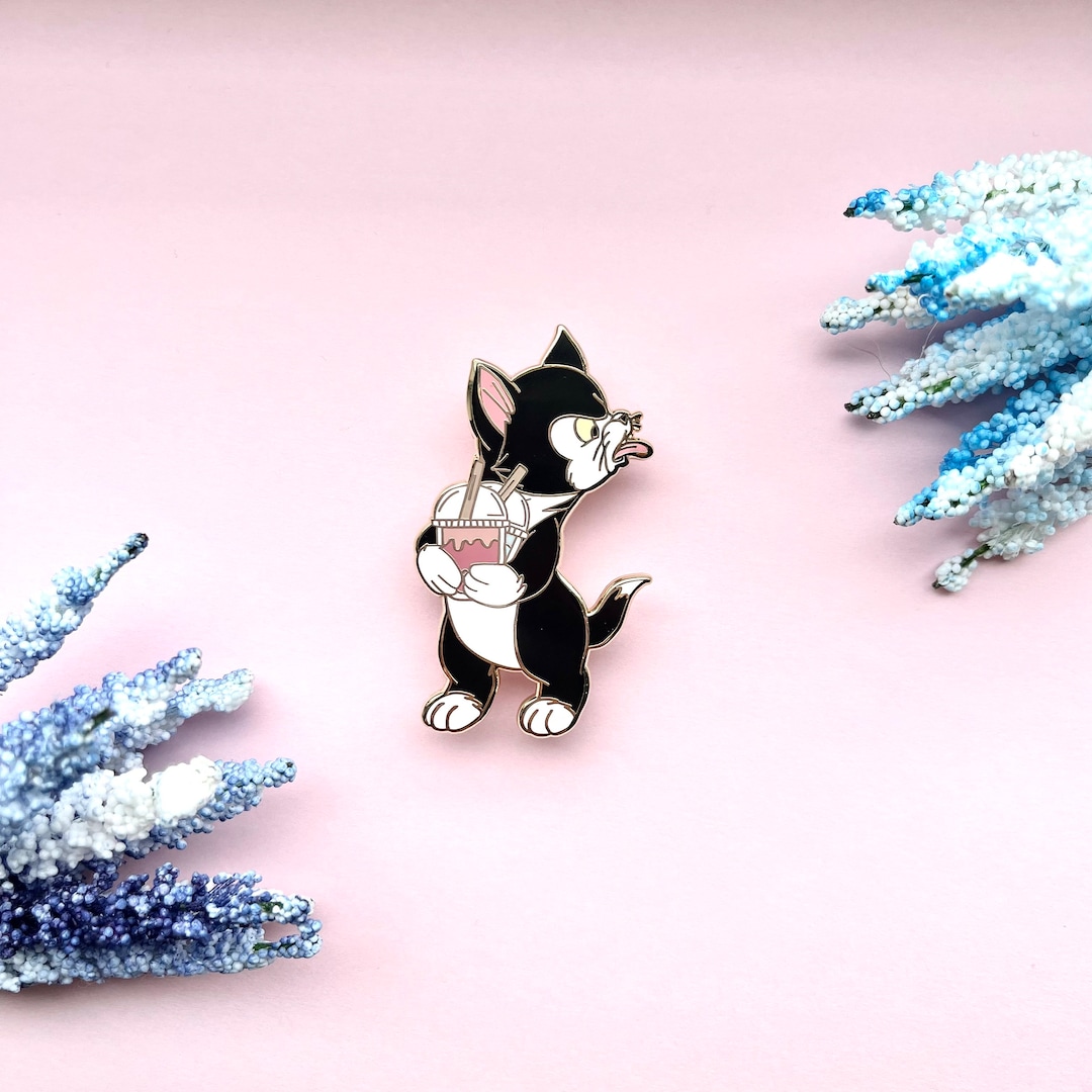 Figaro Boba Enamel Pin - Cute Enamel Pins - Bubble Tea Enamel Pin ...
