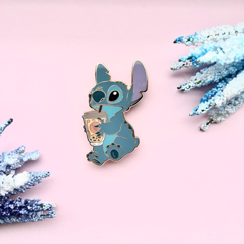 Stitch Drinking Boba - Etsy