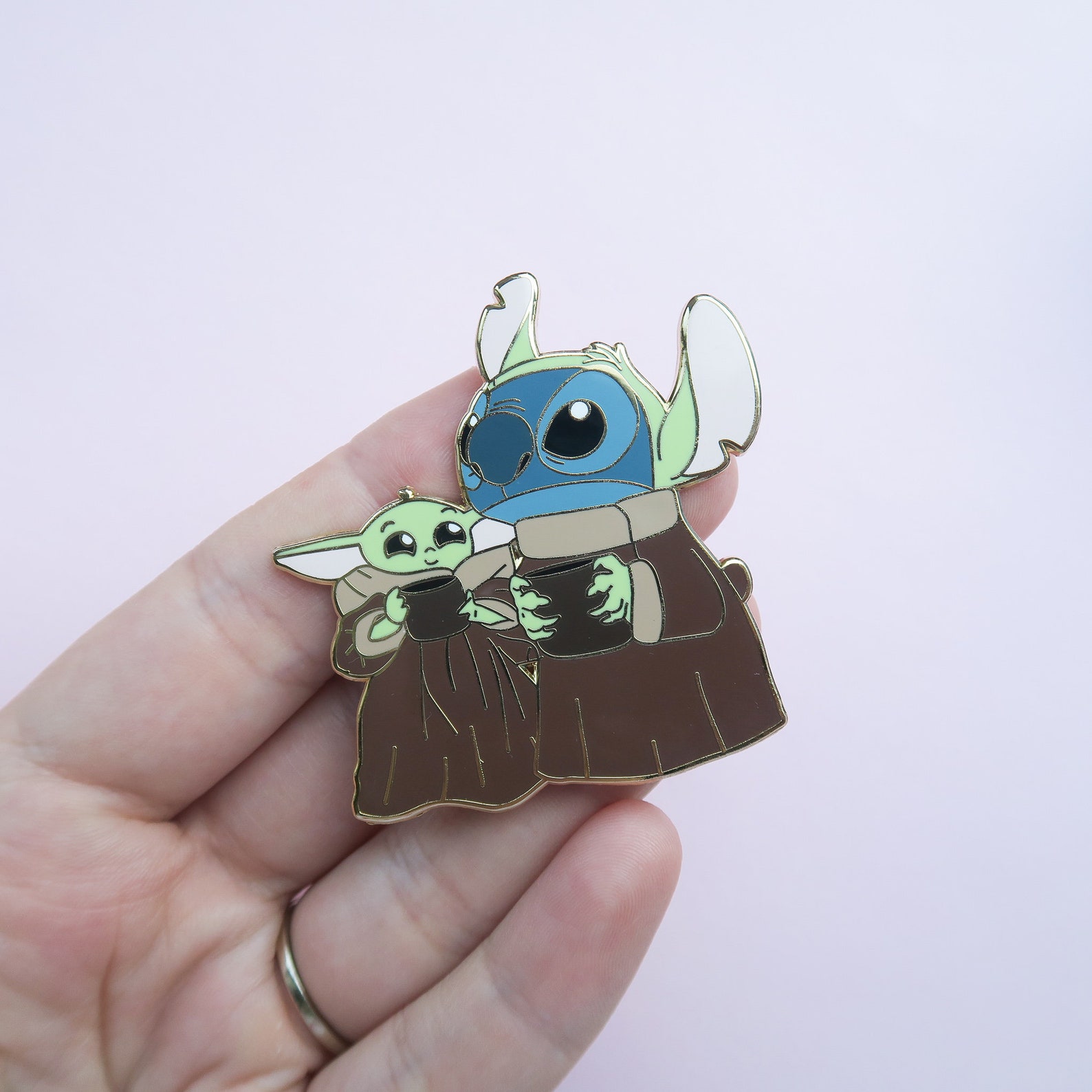 Grogu and Stitch Enamel Pin Baby Yoda Enamel Pins Stitch - Etsy