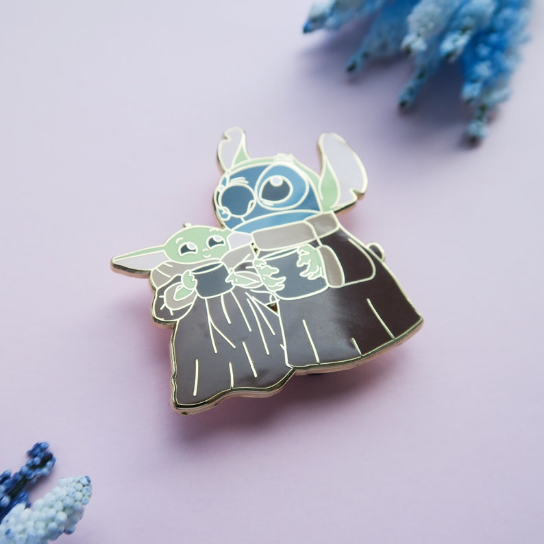Grogu and Stitch Enamel Pin Baby Yoda Enamel Pins Stitch | Etsy