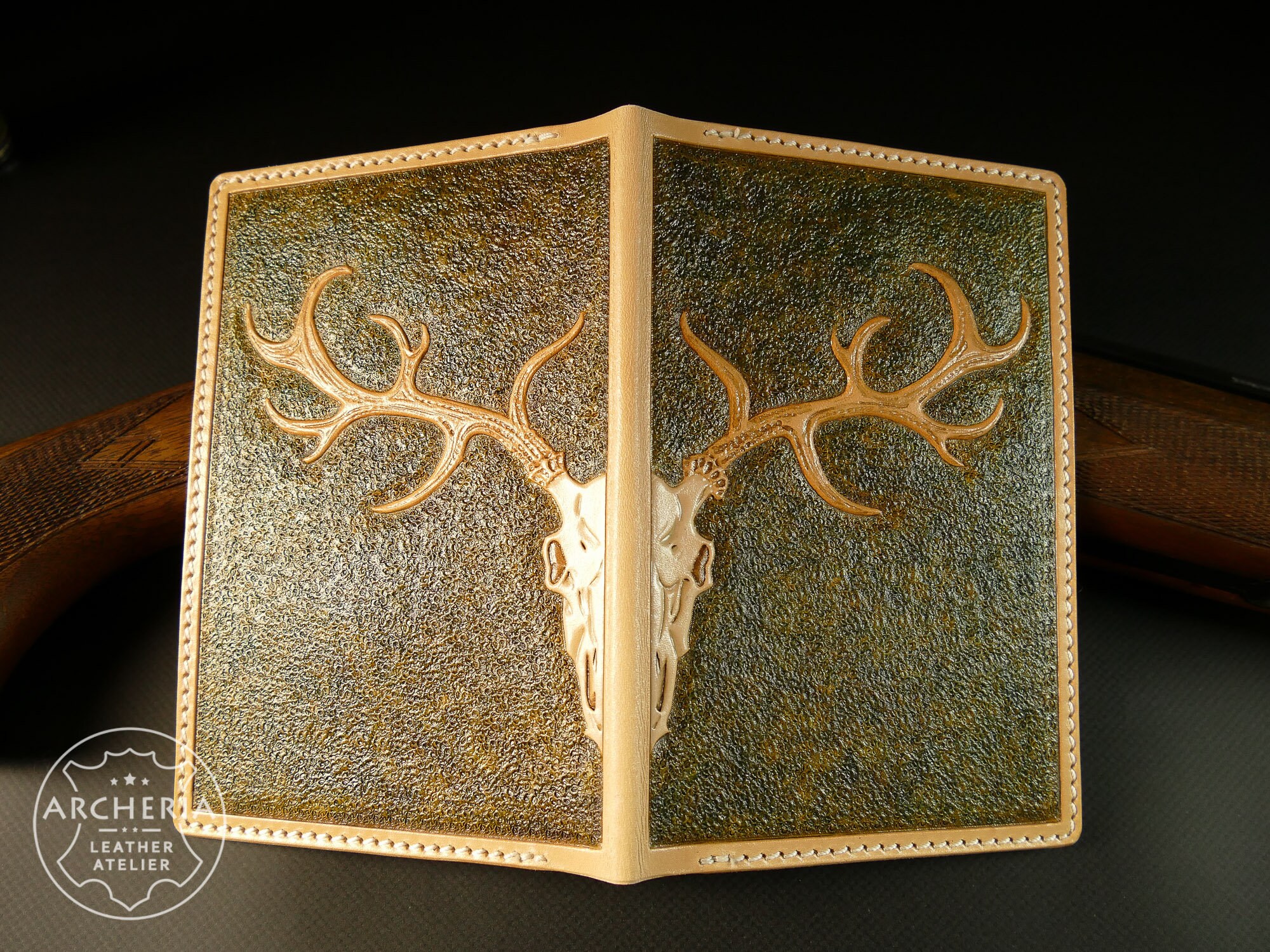 Leather Hunting-license-case With Deer - Etsy