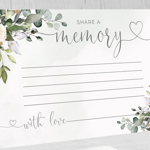 Share a Memory or Words of Love. Instant Download Printable. - Etsy