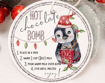Hot Chocolate Bomb Tag Template Printable Christmas Chocolate - Etsy