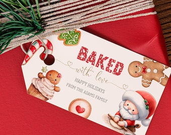 Editable Cookie Gift Tag Baked With Love Gift Tag Cookie Exchange Gift ...