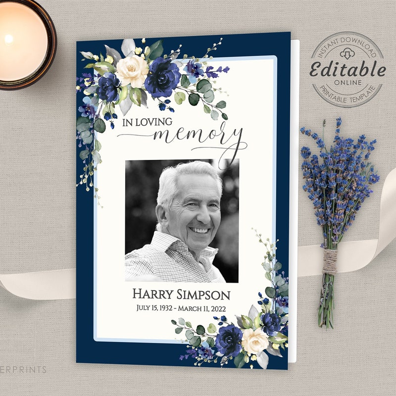 Blue Funeral Template - Etsy