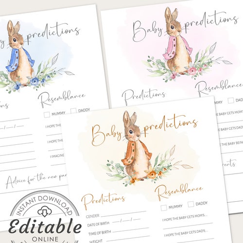 Peter Rabbit Baby Shower Games Gender Neutral Shower Game - Etsy