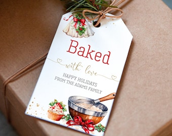 Editable Cookie Gift Tag Baked With Love Gift Tag Cookie Exchange Gift ...