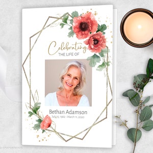 Editable Funeral Program Template, Funeral Memorial, Poppies Order of ...