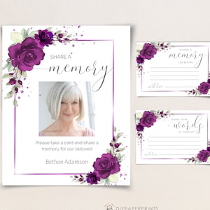 Funeral Share a Memory Card Template, Funeral Memorial , Printable ...