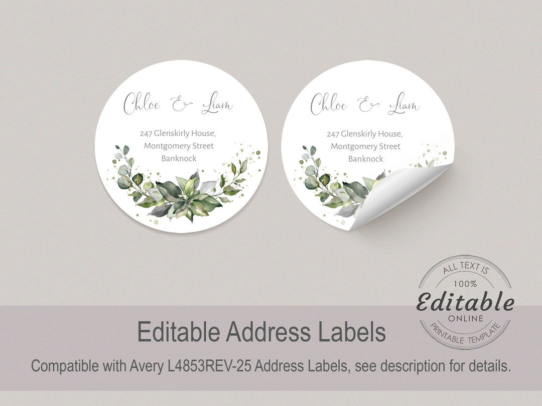 Round Envelope Address Label, Eucalyptus Label, Wedding Seal Stickers ...