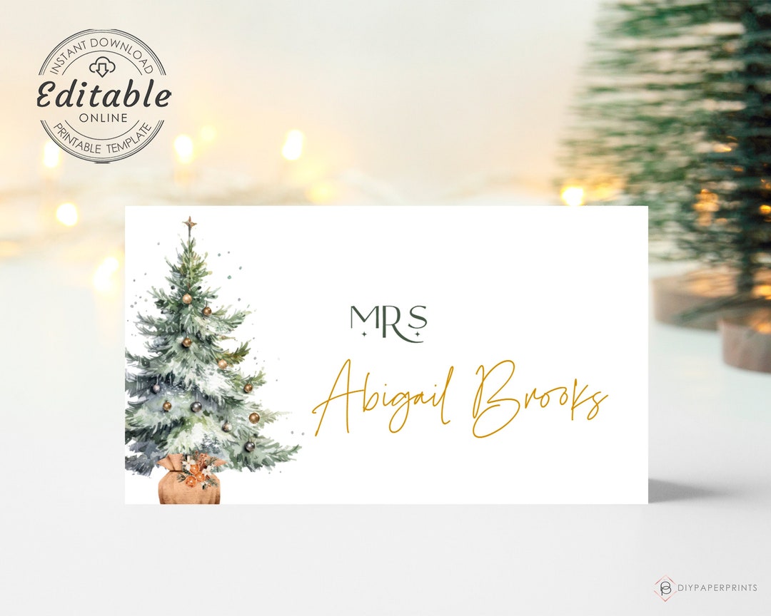 Christmas Place Card Template, Table Card Printable, Holiday Seating ...