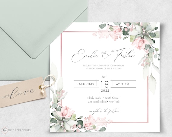 Floral Square Wedding Invitation Templates Wedding Invitation Template