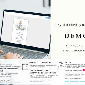 Peter Rabbit Menu Template, Menu Card Template, Baby Shower Menu ...