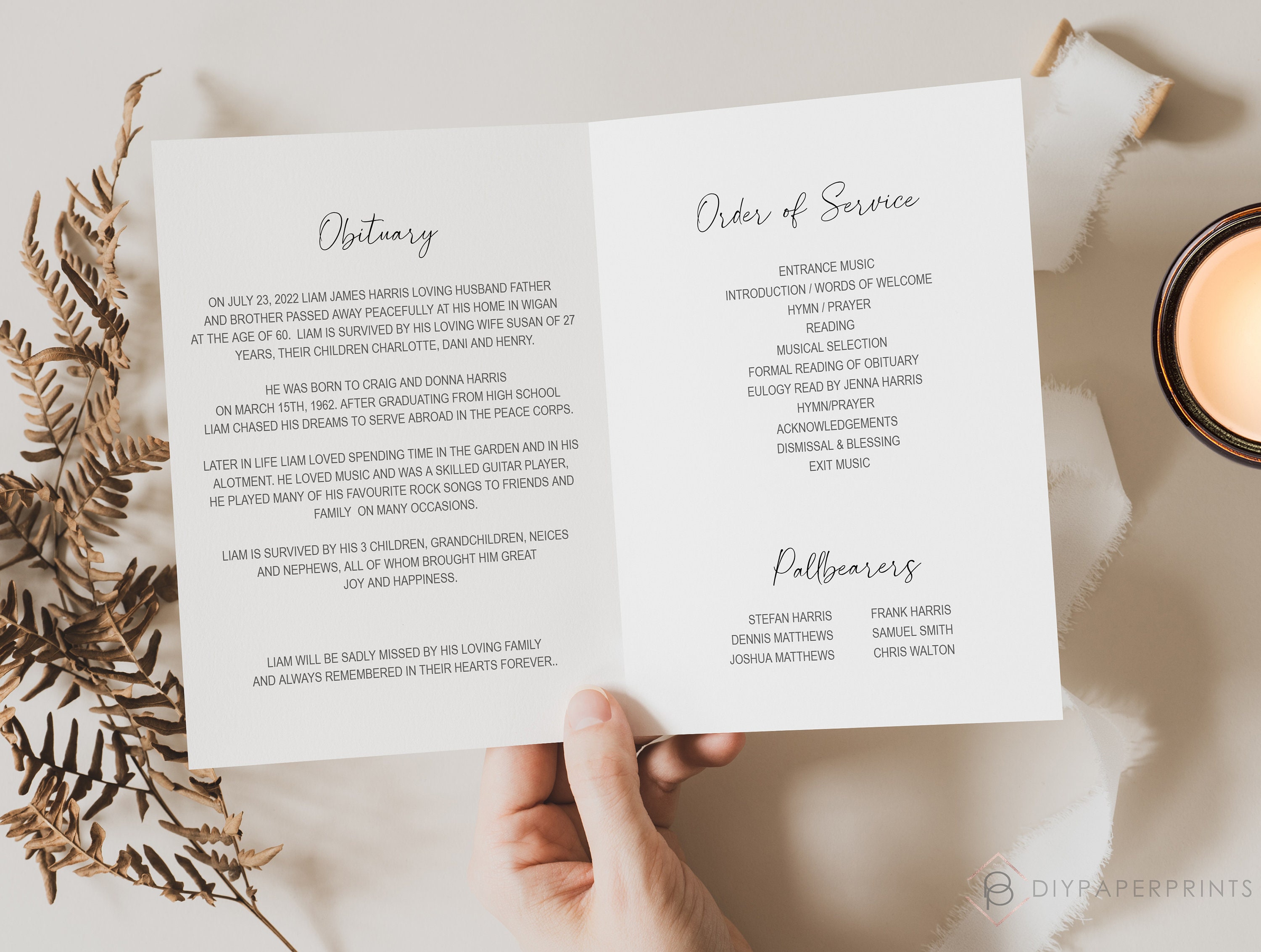 Modern Editable Funeral Program Template Celebration of Life - Etsy UK