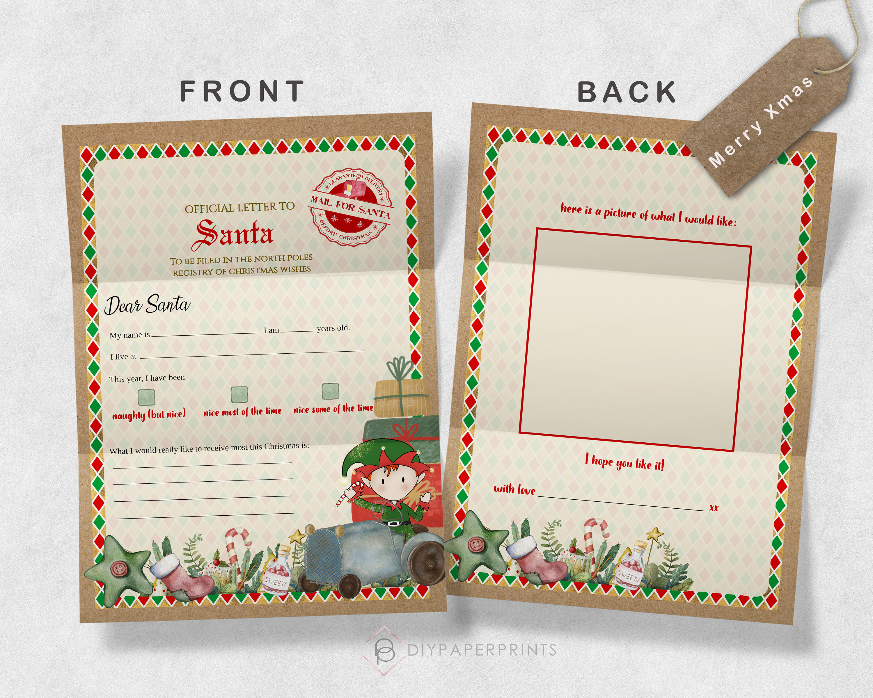Letter to Santa Claus Editable Christmas Letter to Santa | Etsy