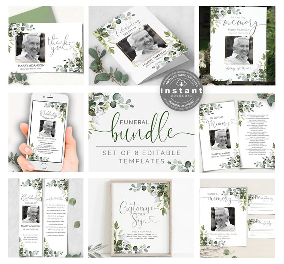Funeral Bundle Set Greenery Celebration of Life Funeral - Etsy