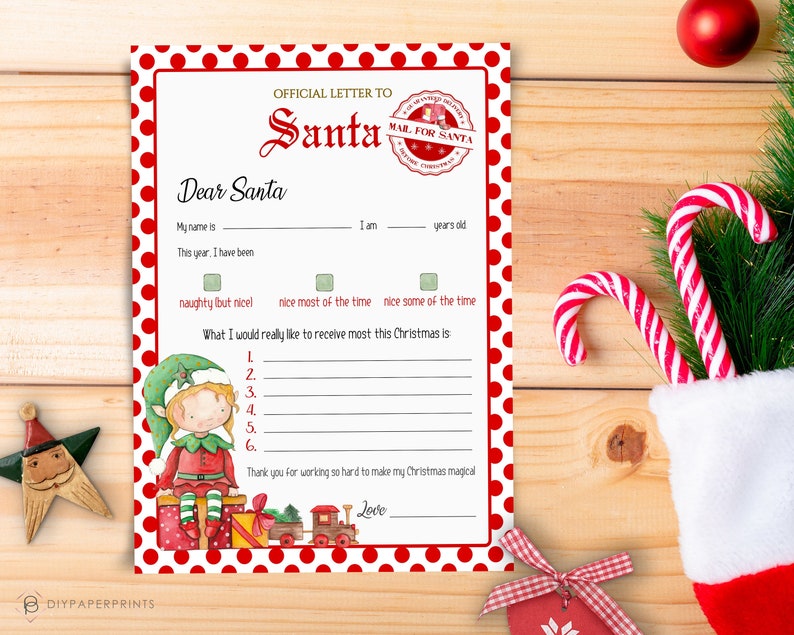 Letter to Santa PRINTABLE Kids Letter to Santa Santa Letter - Etsy