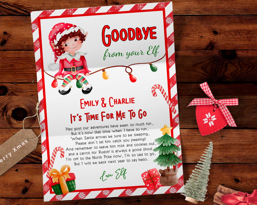 Goodbye From Elf Christmas Elf I'm Leaving Letter Going Away Letter ...