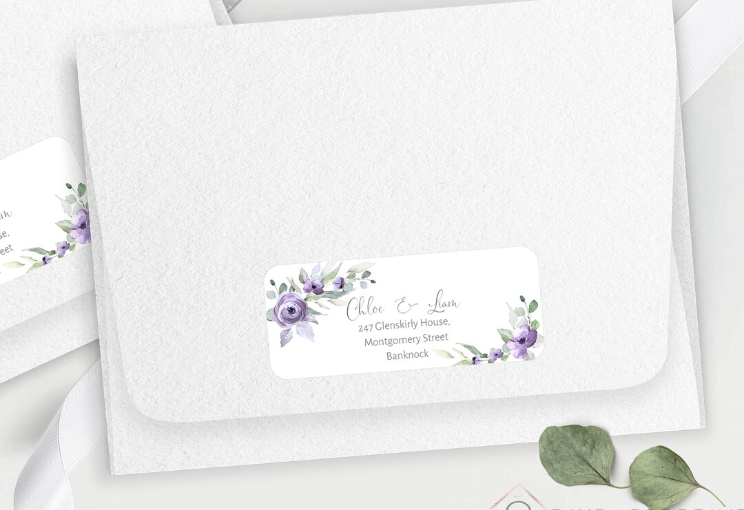 Address Labels, Self-editable, Printable Return Address Label, Purple ...
