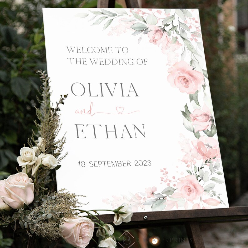 Editable Welcome Sign Welcome Sign Template Blush Pink - Etsy