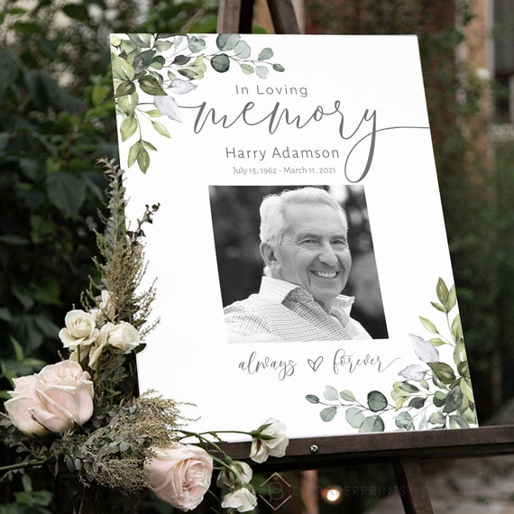 Greenery Funeral Sign Memorial Sign Celebration of Life - Etsy