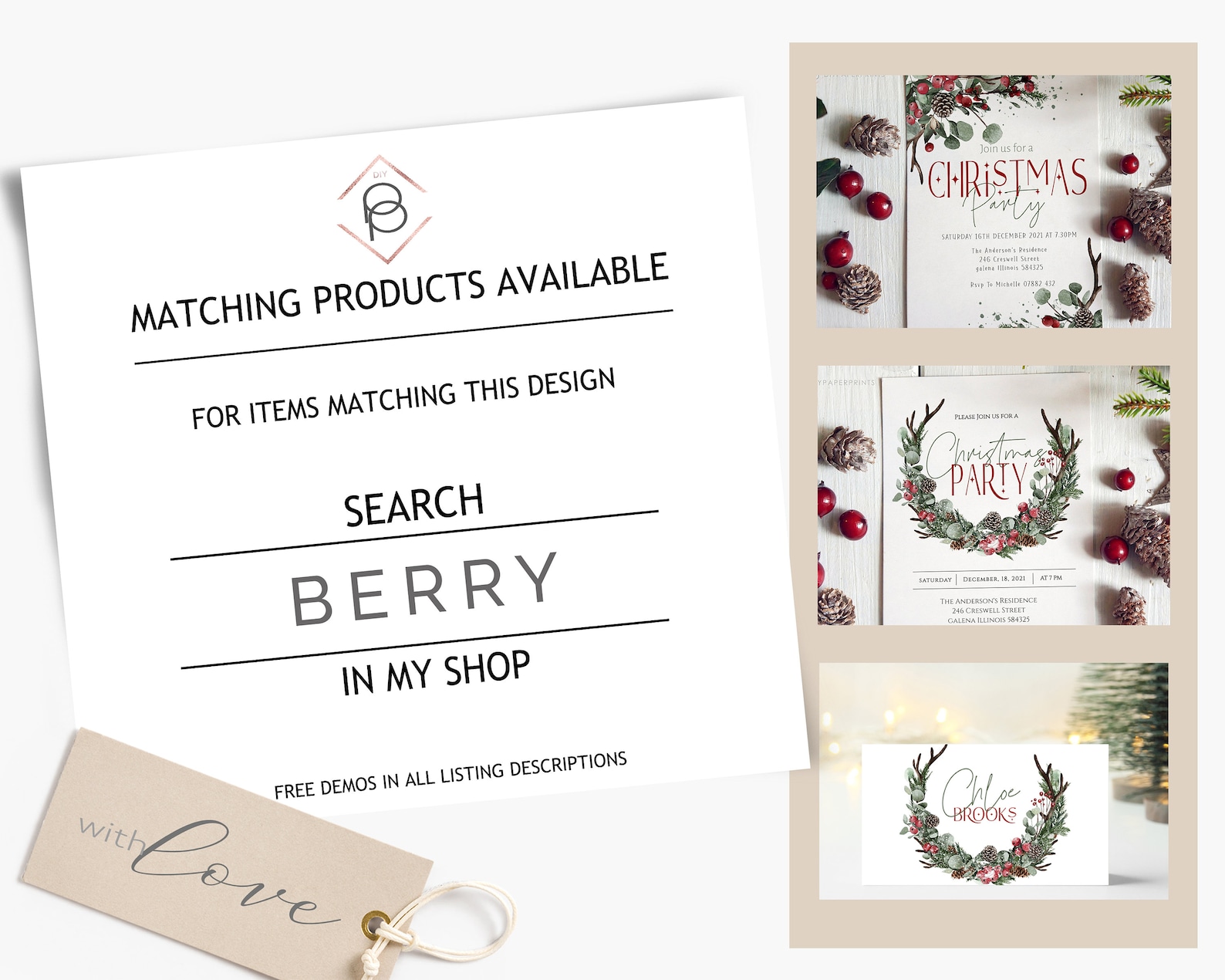 Christmas Menu Template Christmas Berry Menu Printable - Etsy UK