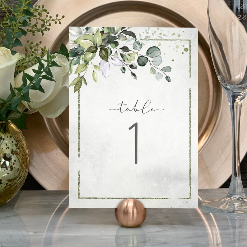 Printable Table Numbers Greenery Table Numbers 5x7 4x6 - Etsy UK